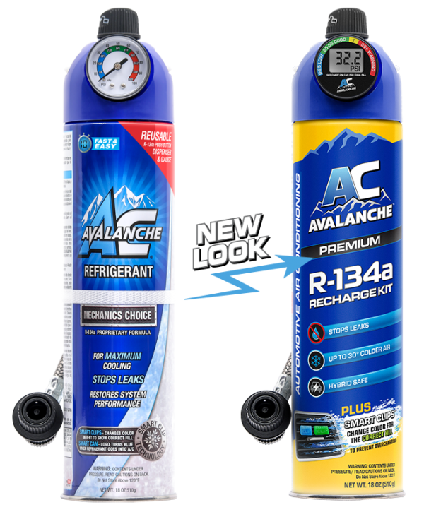 A/C Avalanche Premium 18oz R-134a Recharge Kit with Pressure Gauge